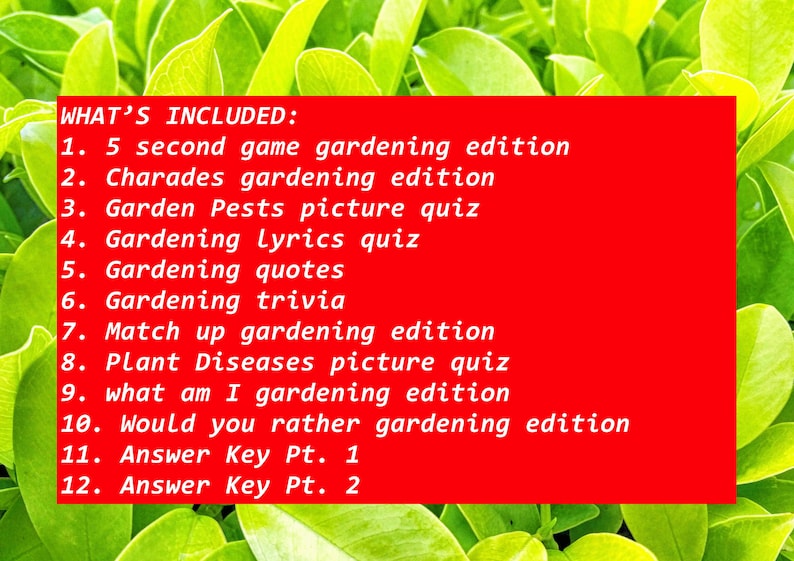 Gardening Party Games | Trivia Questions | Vegetable Trivia |game Night ...