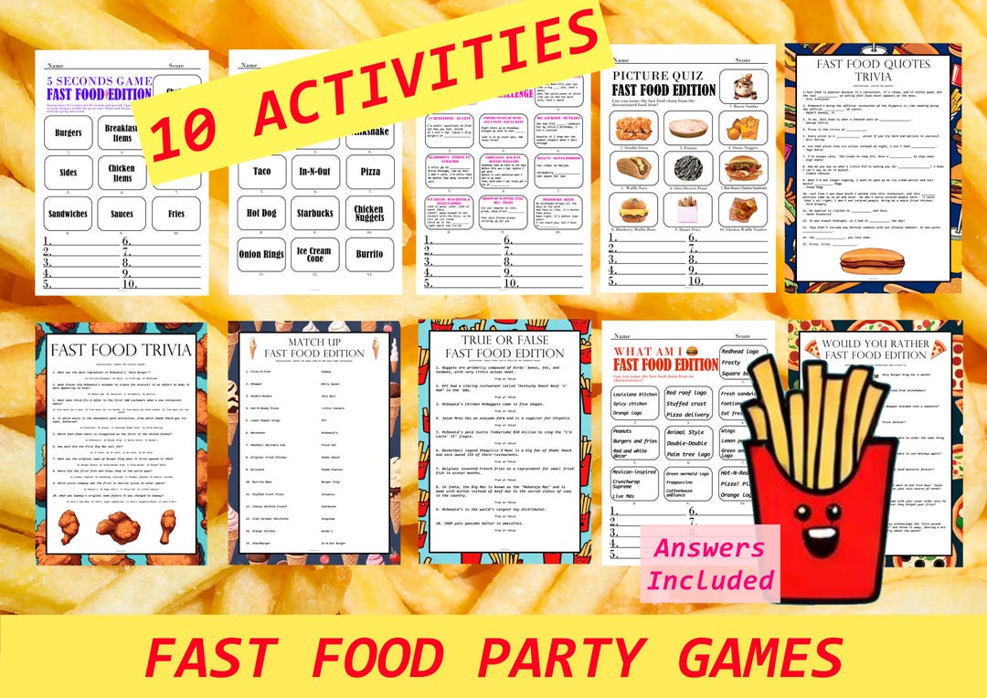 Fast Food Party Games | Trivia Questions | Food Trivia | Game Night ...