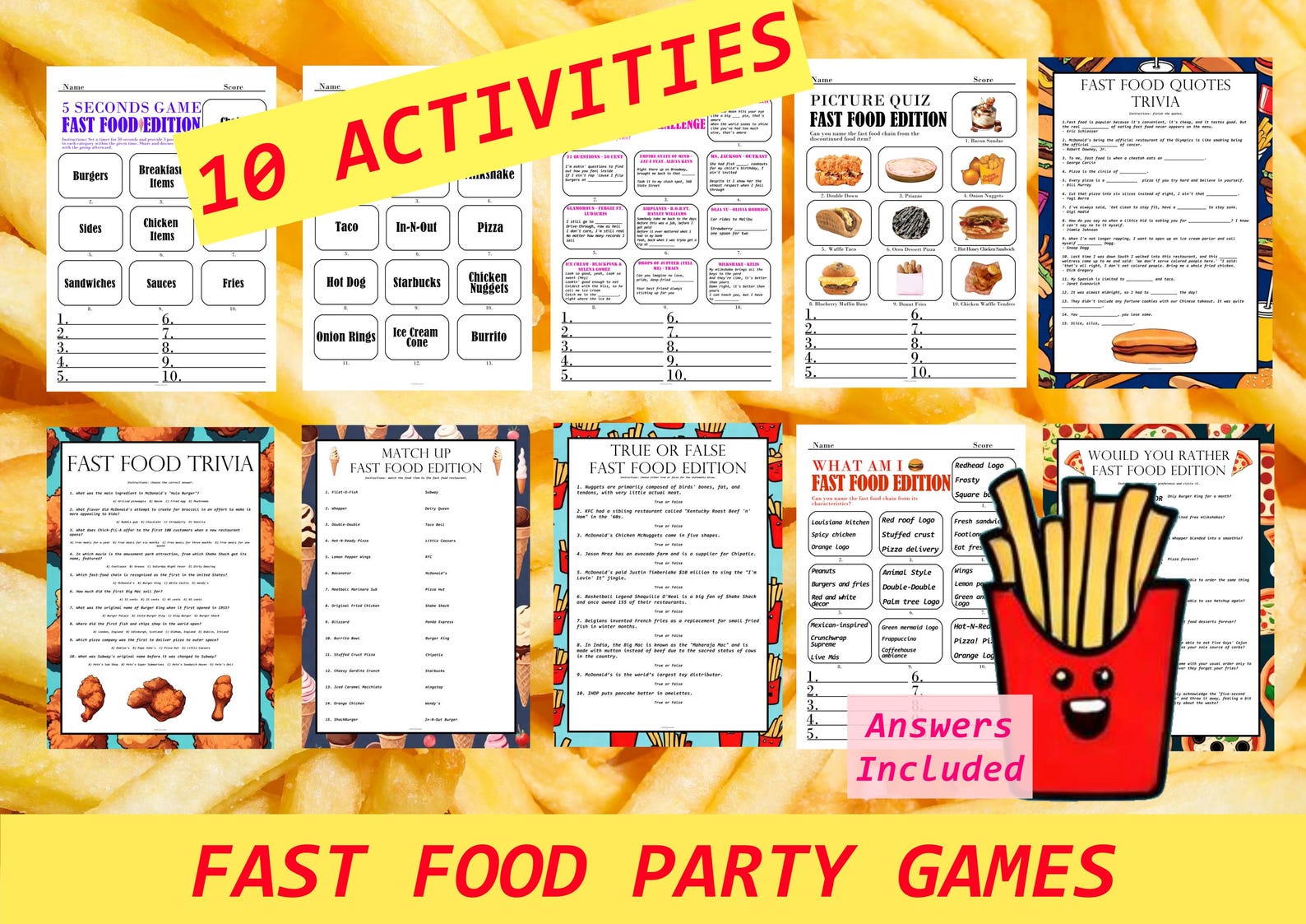 Fast Food Party Games | Trivia Questions | Food Trivia | Game Night ...
