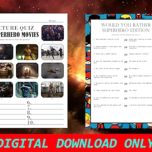 Superhero Party Games | Superhero Trivia | Printable Games | Superhero ...