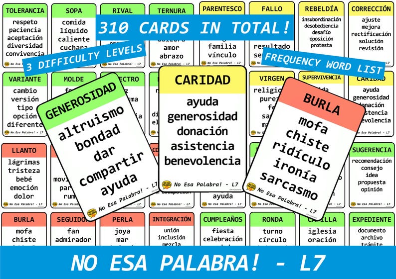 No Esa Palabra! Level 7 | Spanish Taboo Game | Forbidden Words | Learn ...