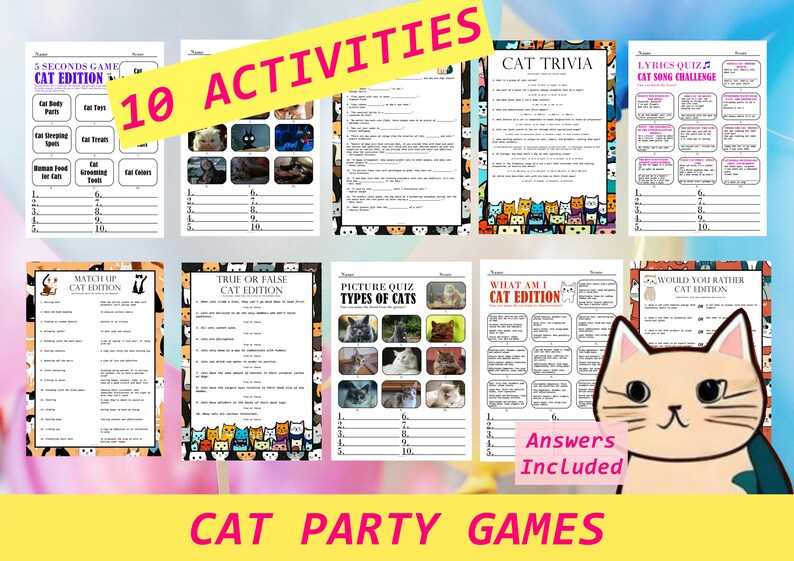 Cat Party Games | Trivia Questions | Animal Games | Game Night ...