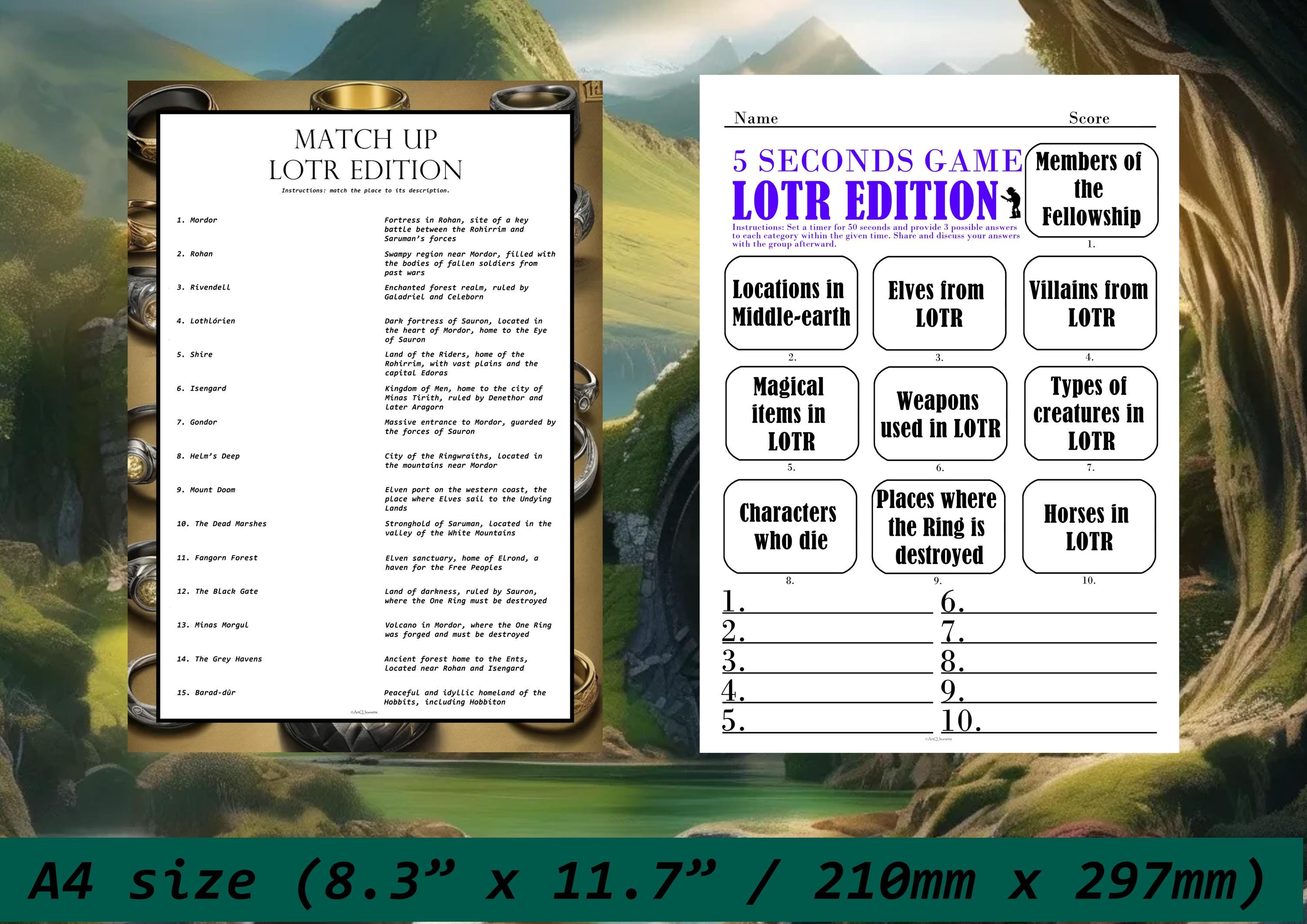 LOTR Trivia Quiz, LOTR Party Game, Wizard Questions, Magic Themed Party ...
