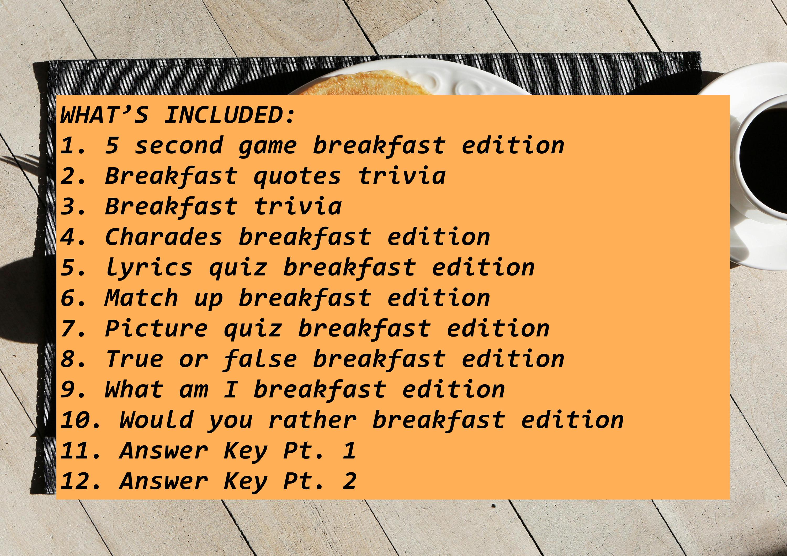 Breakfast Party Games | Trivia Questions | Food Games | Game Night ...