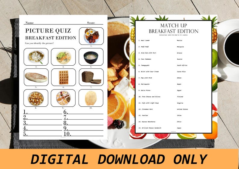 Breakfast Party Games | Trivia Questions | Food Games | Game Night ...