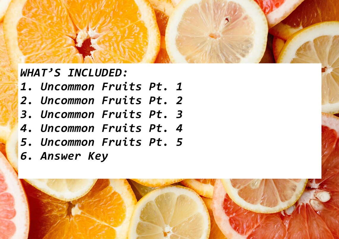 50 Printable UNCOMMON FRUITS Picture Quiz, Picture Trivia, Party Game ...