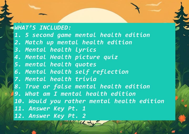 Mental Health Activities | Mental Health Trivia | Mental Health ...