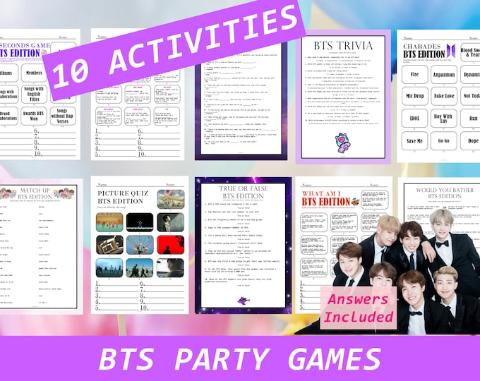 BTS Printable Party Games Bundle, Printable Kpop Birthday Games ...
