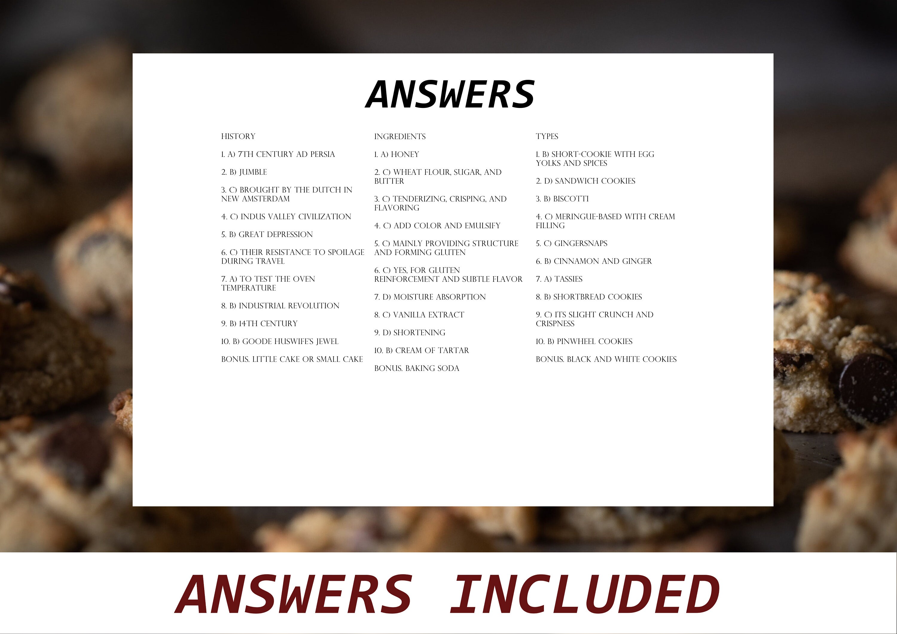 Cookie Trivia Quiz, Food Party Game, Trivia Questions, Cookie Games ...