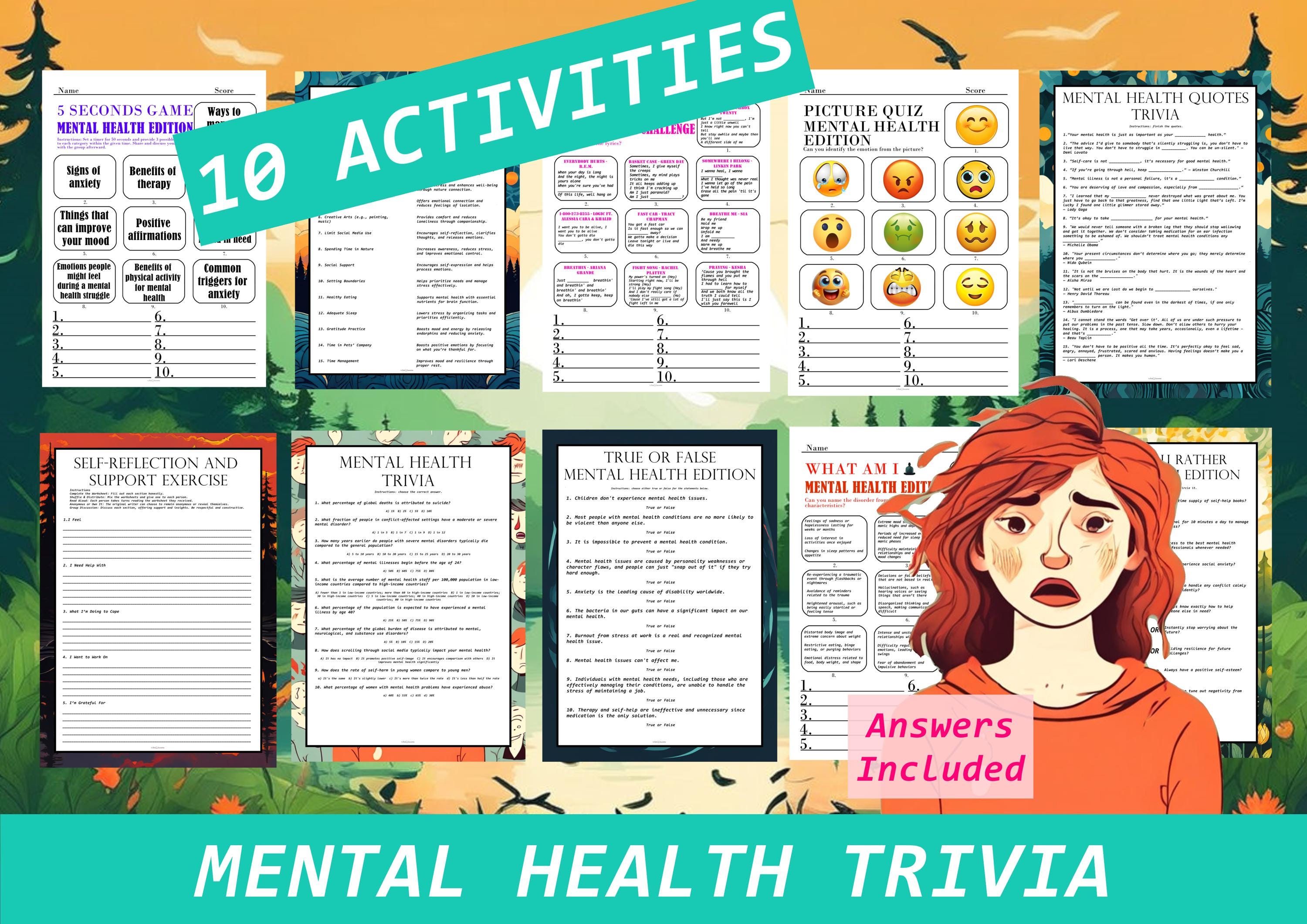 Mental Health Activities | Mental Health Trivia | Mental Health ...