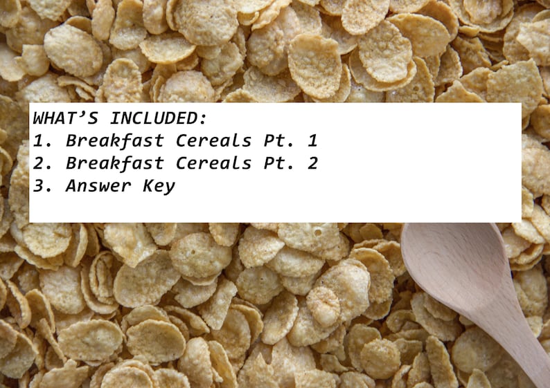 20 Printable Breakfast Cereals Picture Quiz, Picture Trivia, Party Game ...