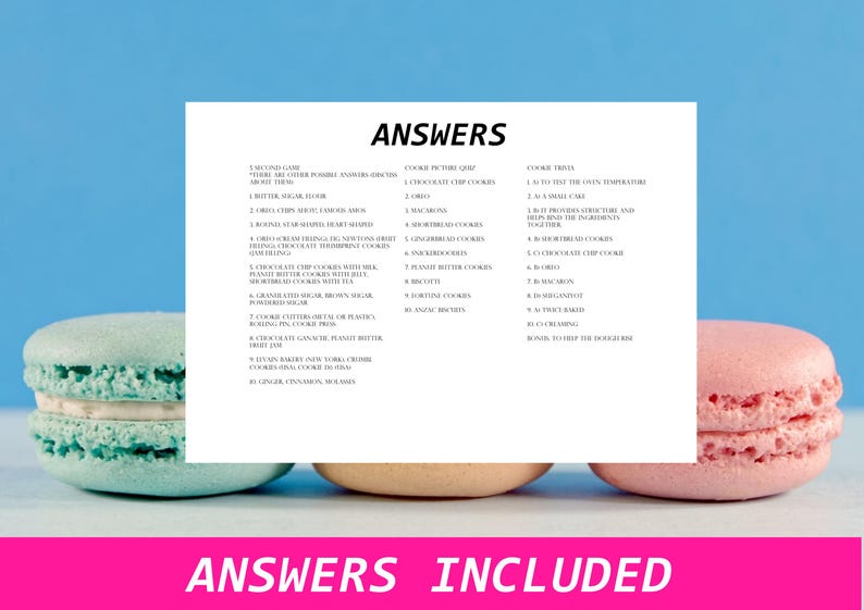 Cookie Trivia Quiz, Food Party Game, Trivia Questions, Cookie Games ...