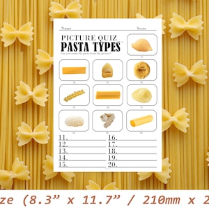 20 Printable Pasta Types Picture Quiz, Picture Trivia, Party Game ...