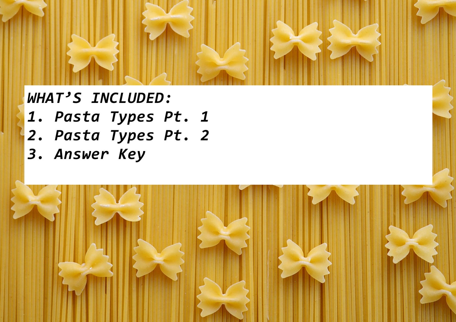 20 Printable Pasta Types Picture Quiz, Picture Trivia, Party Game ...