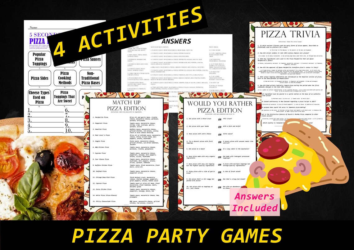 Pizza Trivia Quiz, Food Party Game, Trivia Questions, Pizza Games, Game ...