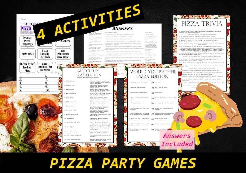 Pizza Trivia Quiz, Food Party Game, Trivia Questions, Pizza Games, Game ...