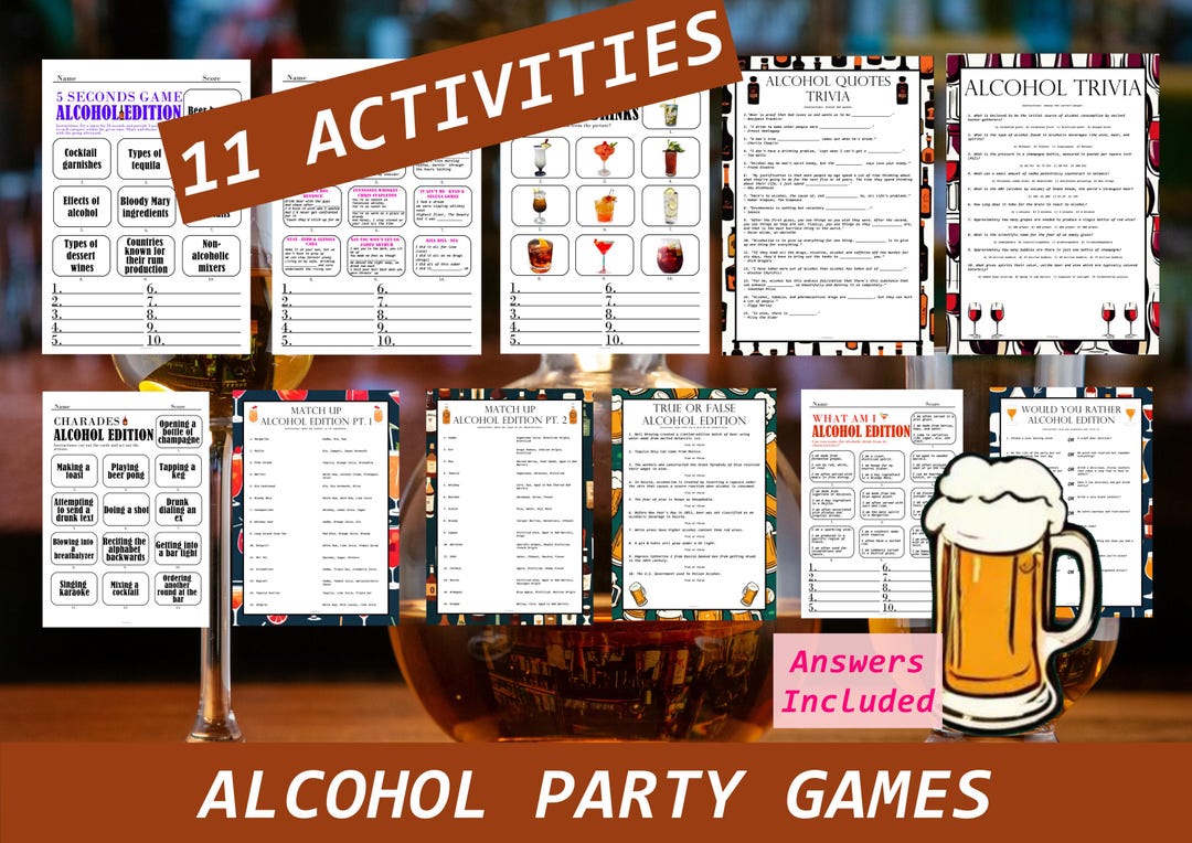 Alcoholic Drinks Trivia Party Game | Cocktails | Adult Trivia Games ...