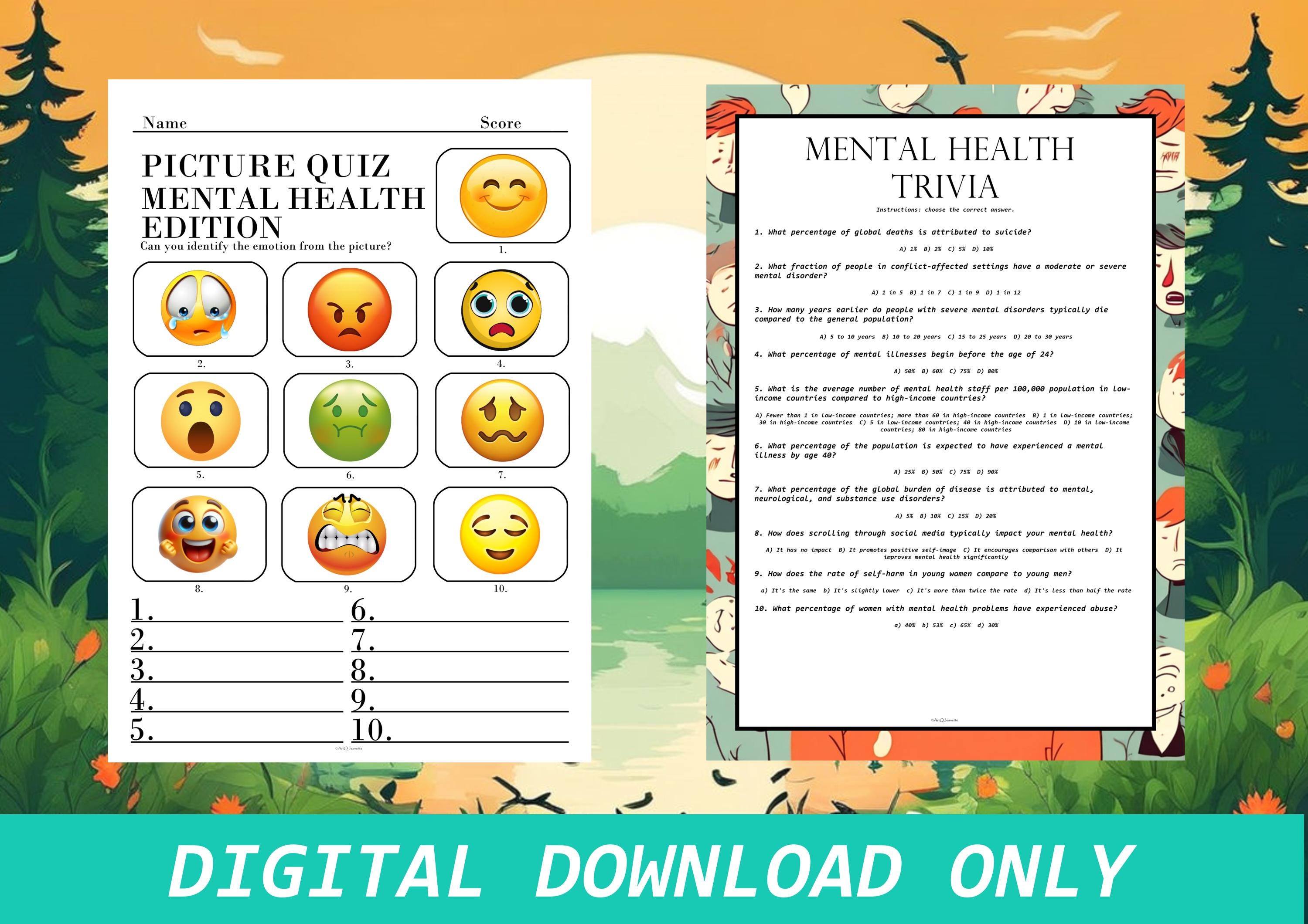 Mental Health Activities | Mental Health Trivia | Mental Health ...