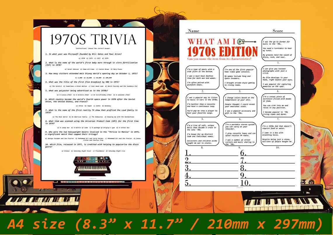 70s Trivia Quiz, 70s Party Game, 1970s Questions, 70s Themed Party ...