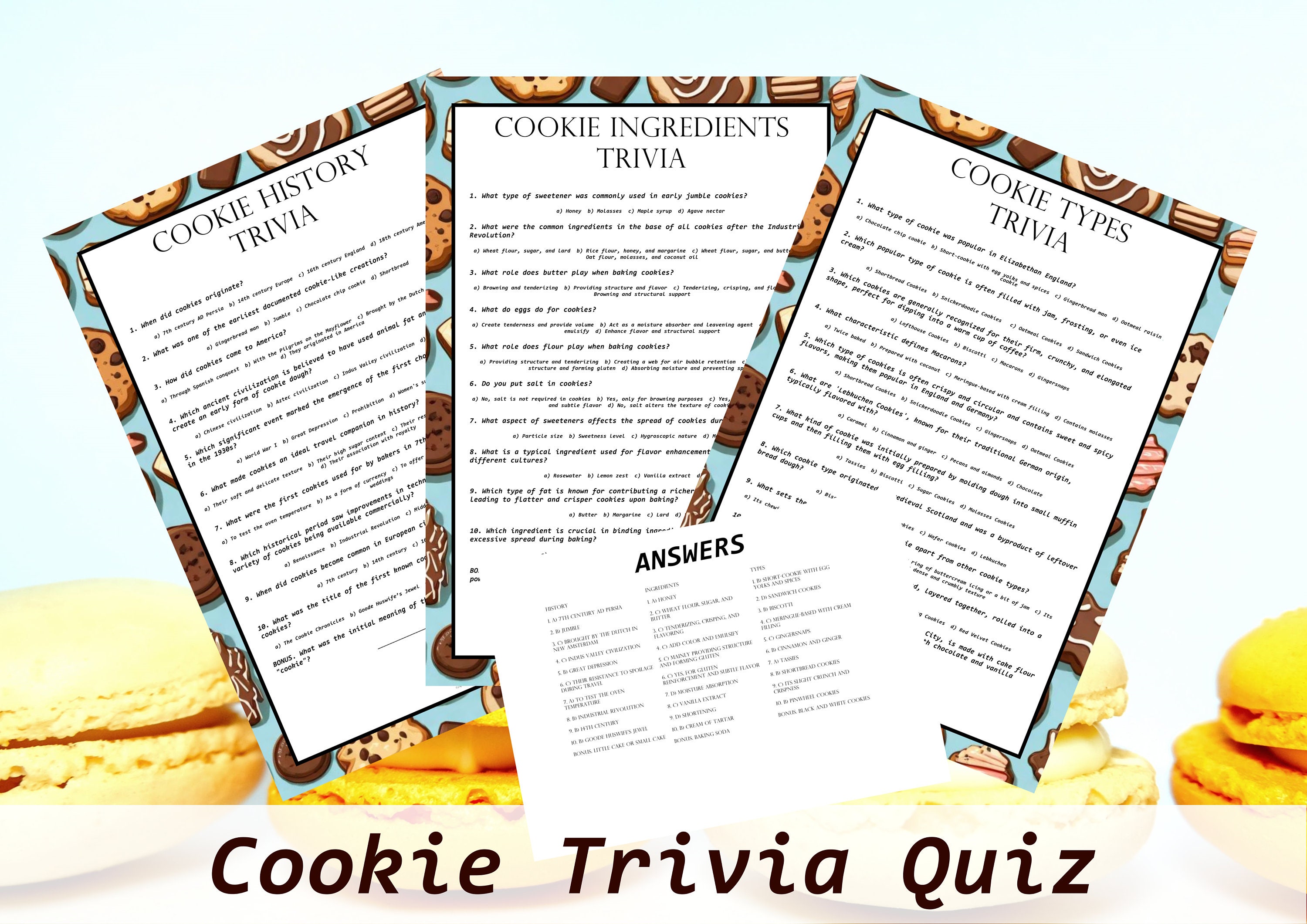 Cookie Trivia Quiz, Food Party Game, Trivia Questions, Cookie Games ...
