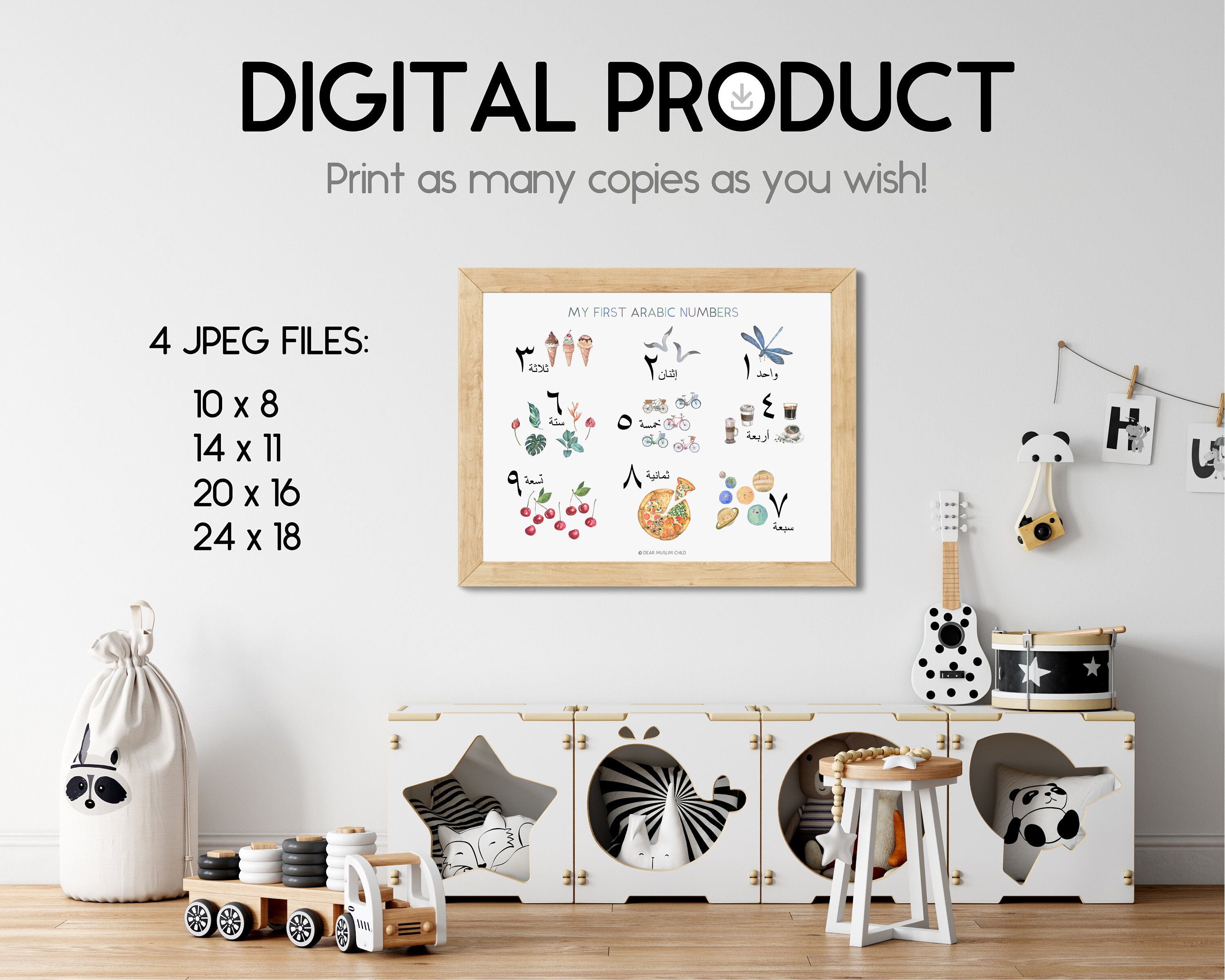 Arabic Numbers Poster, Preschool Numbers Poster, Printable Educational ...