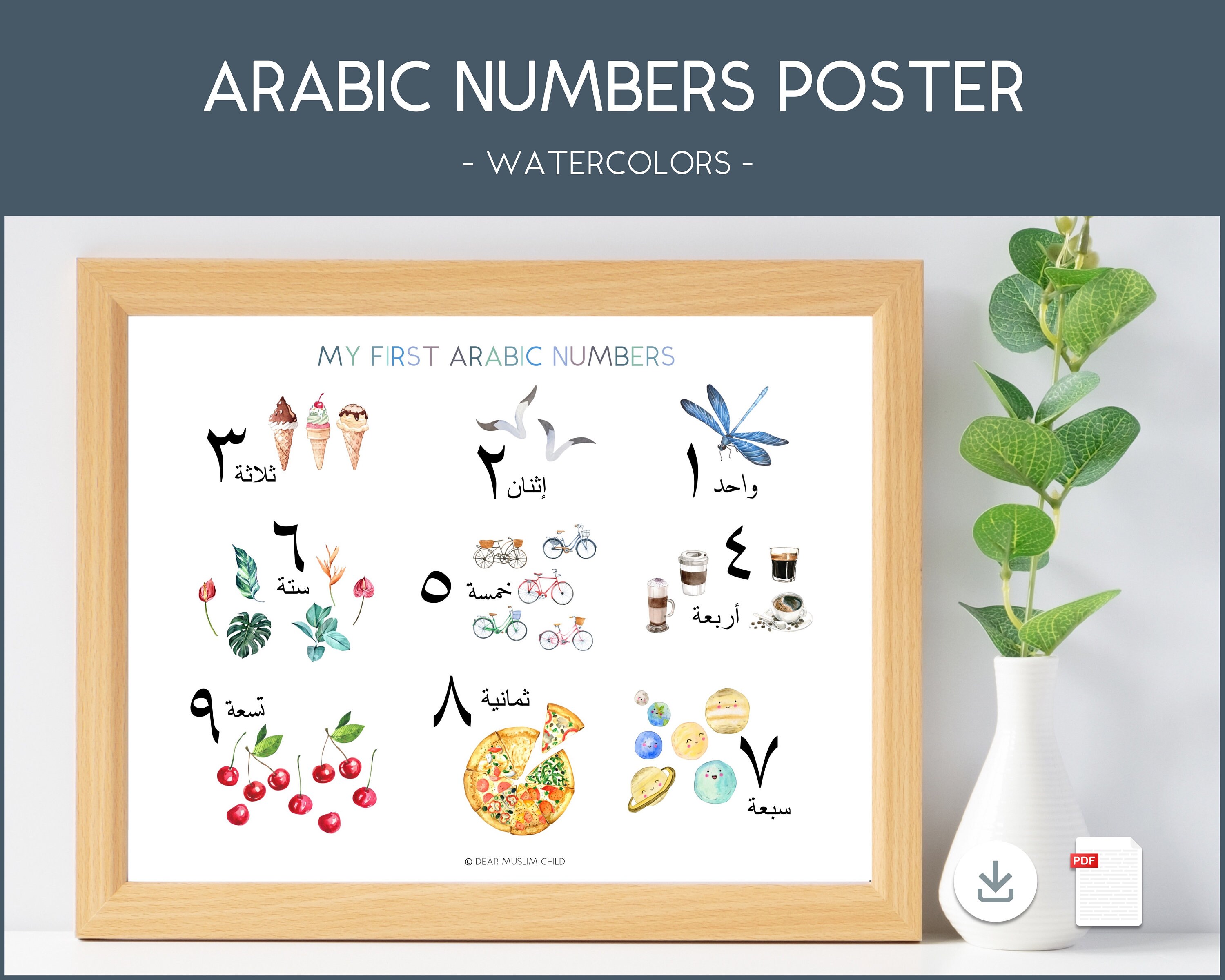 Arabic Numbers Poster, Preschool Numbers Poster, Printable Educational ...