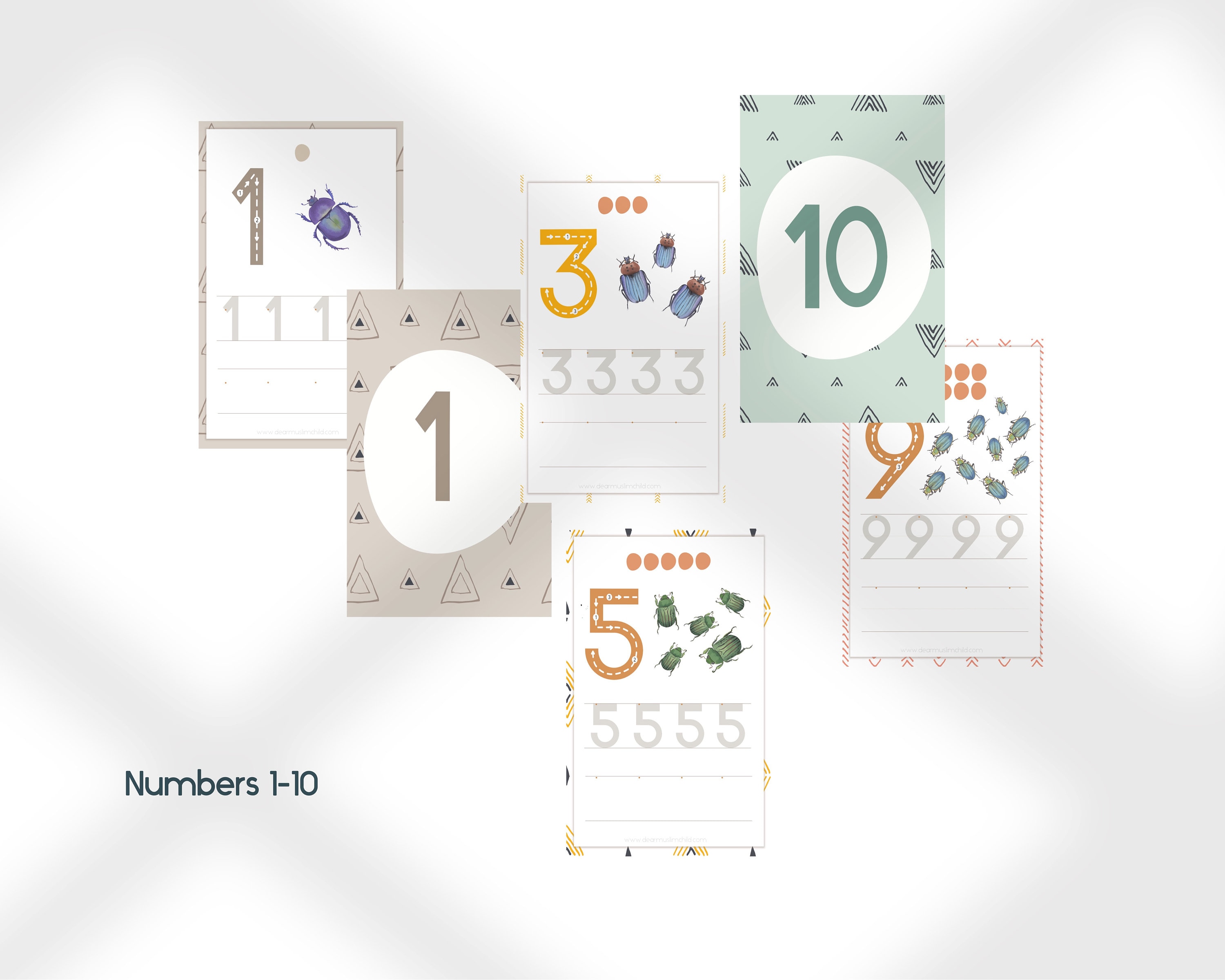 Numbers 1-10 Flash Cards and Tracing Cards - in English and Arabic - Etsy