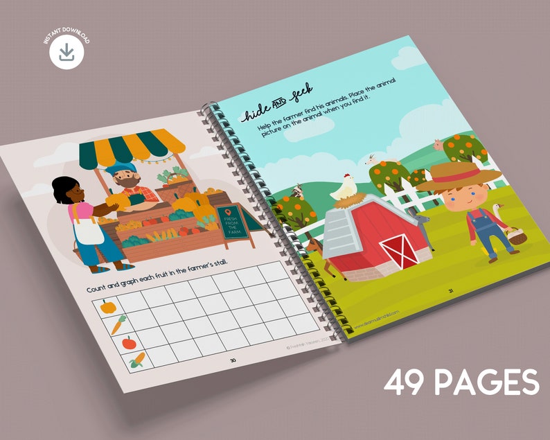 Farm Animal Busy Binder, Farm Animal Quiet Book, Farm Learning Binder ...