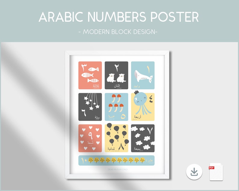 Arabic Number Poster Preschool Educational Posters Arabic - Etsy