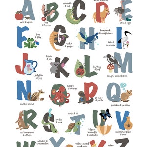 A4 & A3 Printable Art, Instant Download, Alphabet Nursery Art, Animal ...