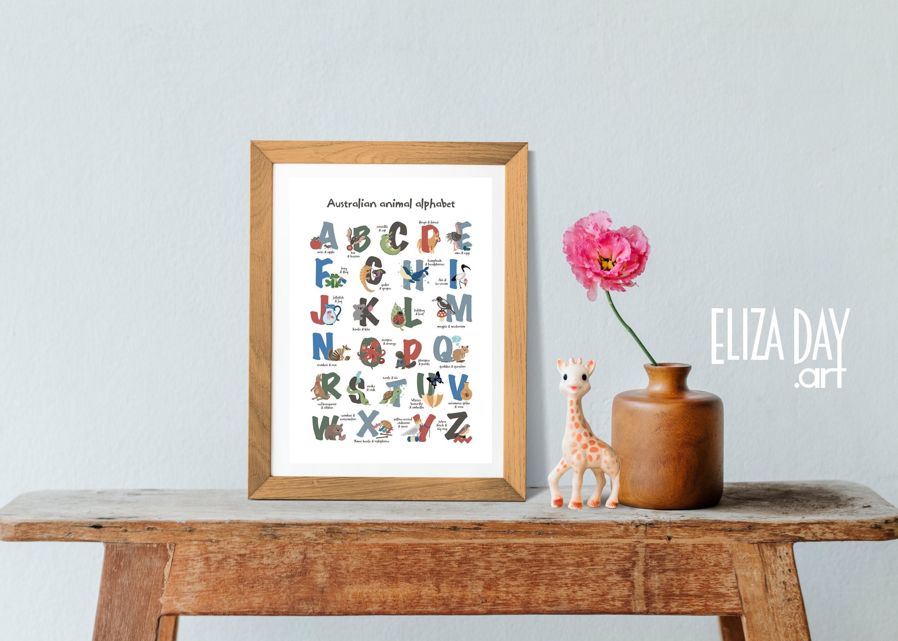 A4 & A3 Printable Art, Instant Download, Alphabet Nursery Art, Animal ...
