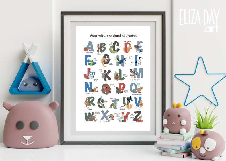 A4 & A3 Printable Art, Instant Download, Alphabet Nursery Art, Animal ...