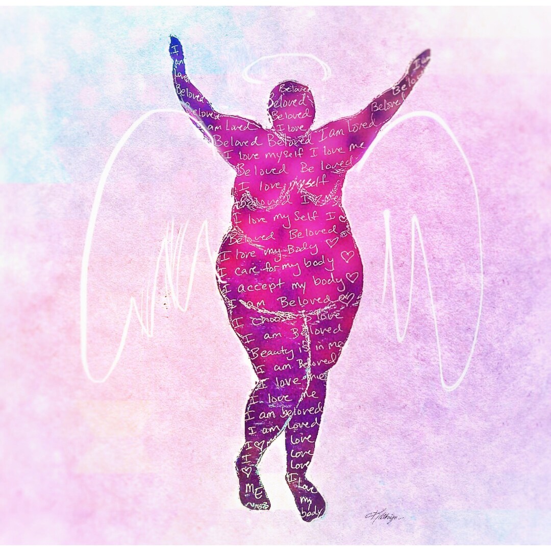 Self Love Art Print - Self Care - Angel - Pink - Body Positive II Self ...