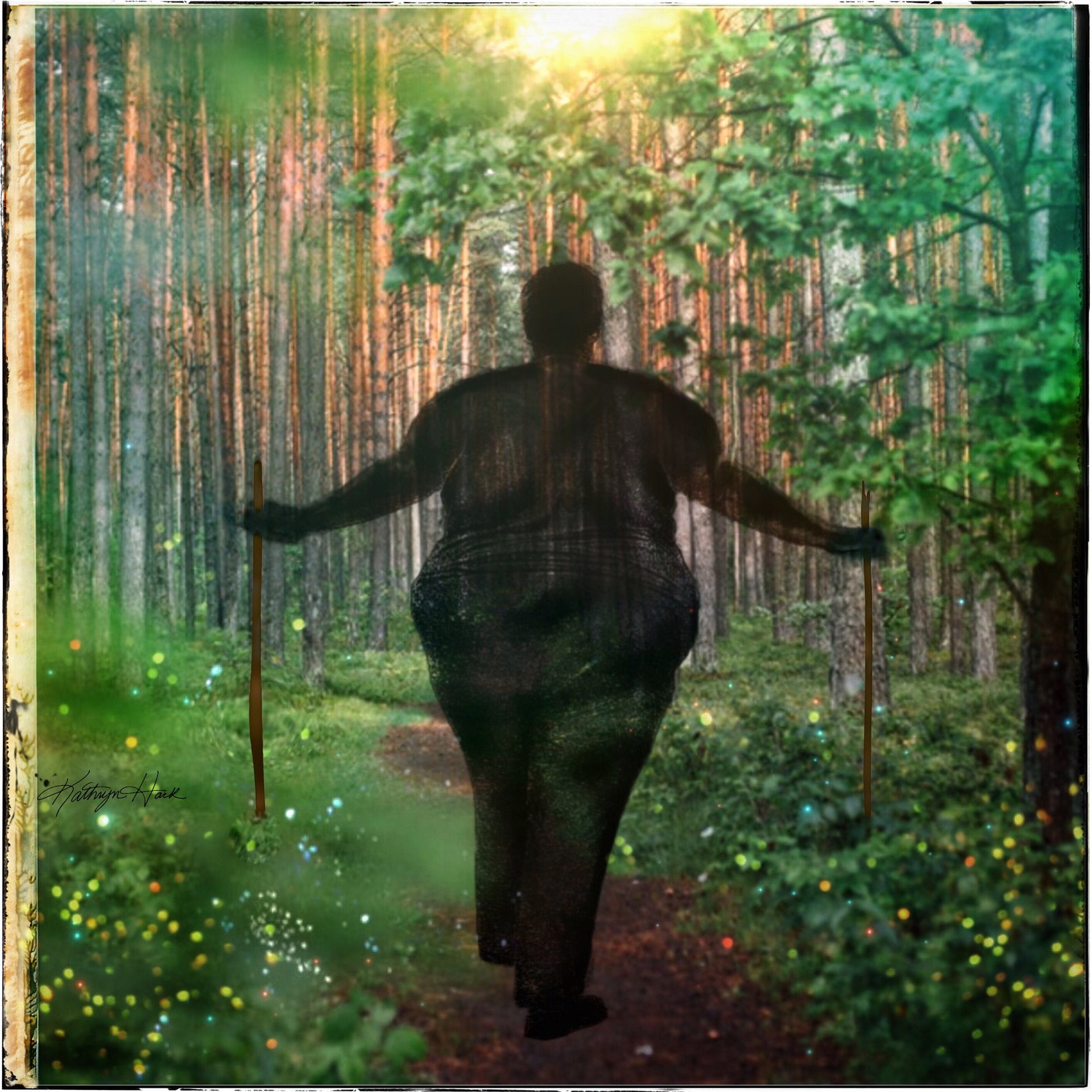 Fat Body Positive Art Silloute Woman Forest Nature - Etsy
