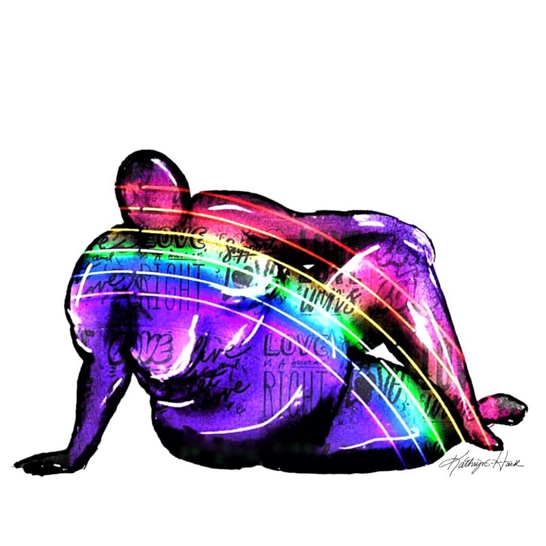 LGBTQ Art Print Pride Artwork Queer Wall Art Fat Body Love is Love - Etsy