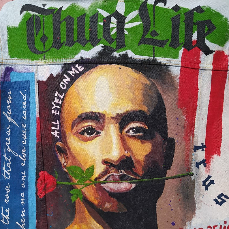 Handpainted Tupac Shakur Denim Jacket - Etsy