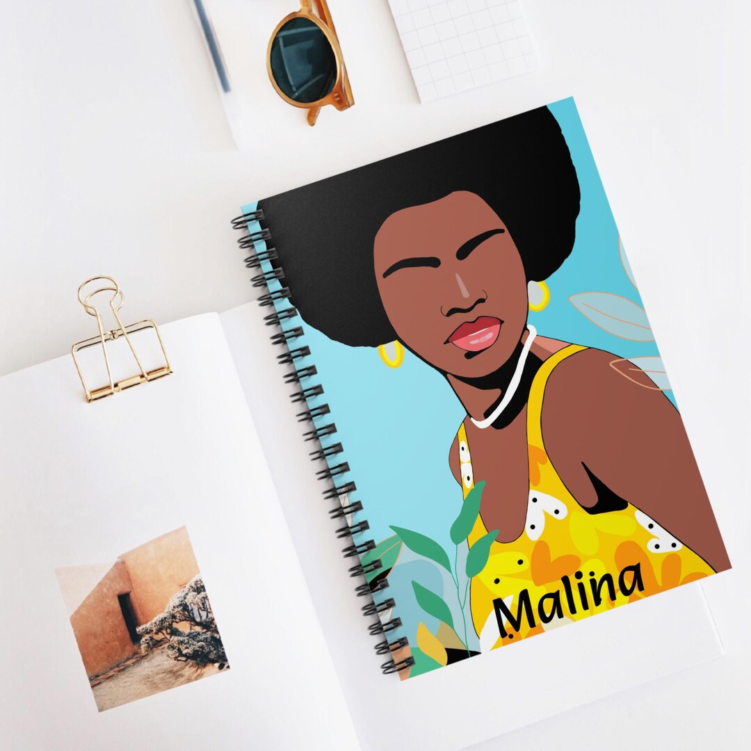 Black Girl Personalized Spiral Notebook Gift, Melanin Woman Notebook ...