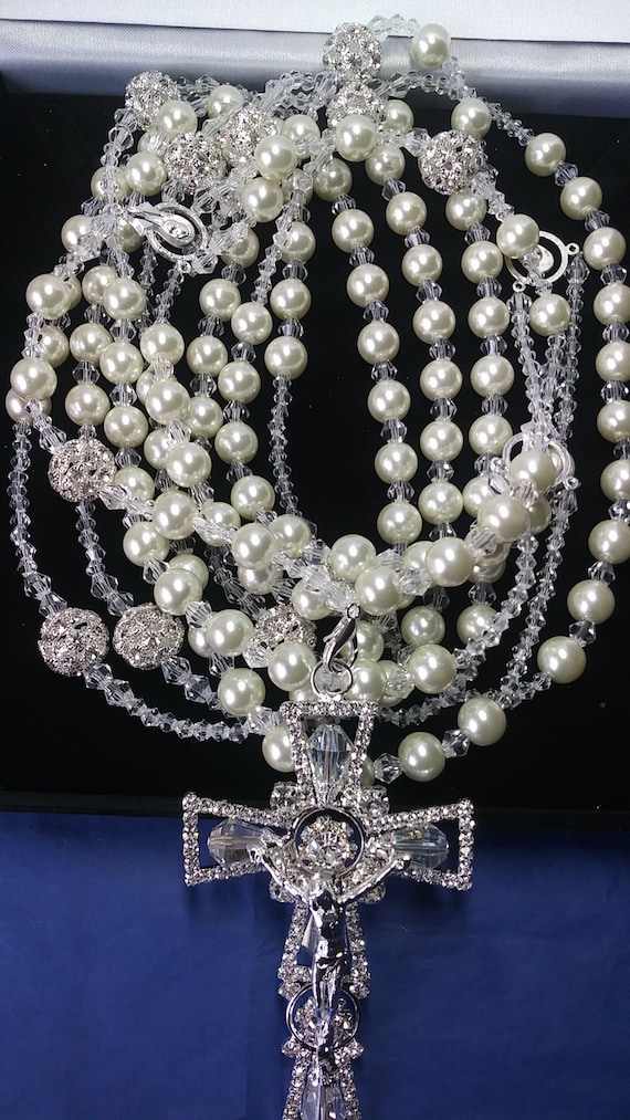 Wedding Lasso Bow for Pearl Wedding Swarovski Ivory Color 10mm | Etsy UK