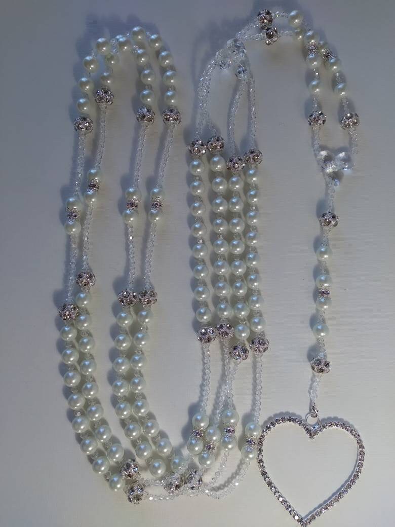 Wedding Lasso Wedding Bow Made of White Swarovski Pearl and Silver ...