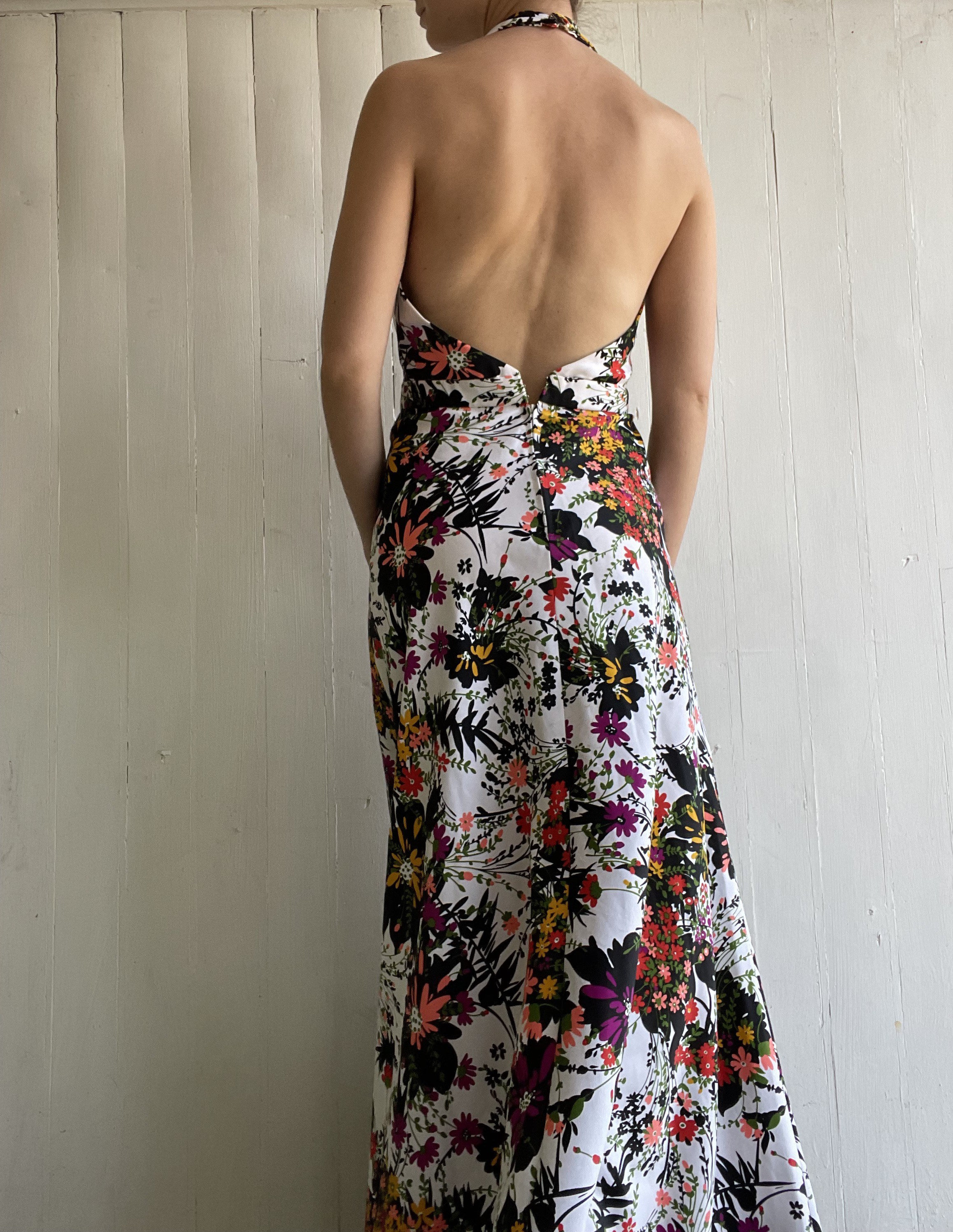 Vintage Backless Floral Maxi Dress - Etsy