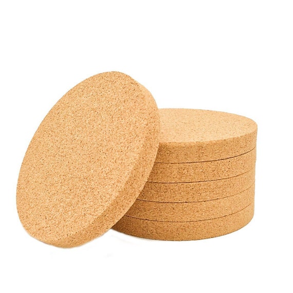 Set of Six Natural Cork Coasters Blank Plain Round Coaster | Etsy