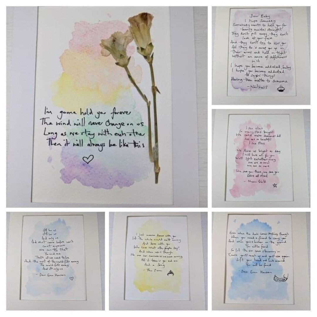 Musical Theatre Inspired Custom Watercolour Quotes in White or Black ...