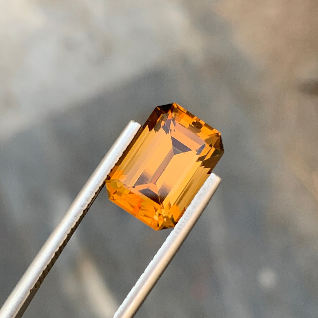 5.45 Carat Loose Citrine Emerald Shape | Faceted Citrine From Brazil ...