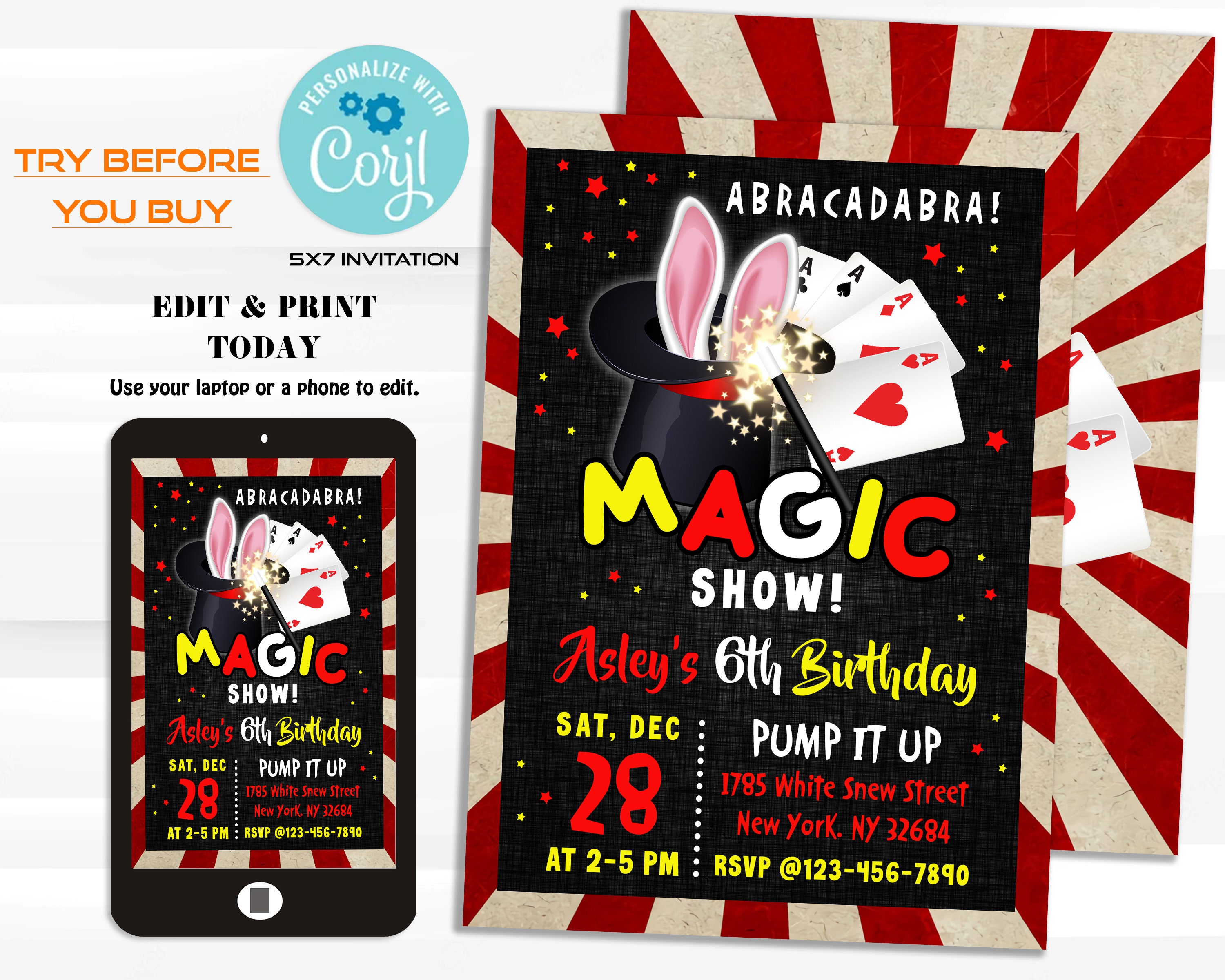 Magic Show Birthday Party Invitations