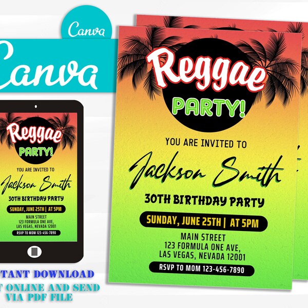 Reggae Birthday Invitation - Etsy