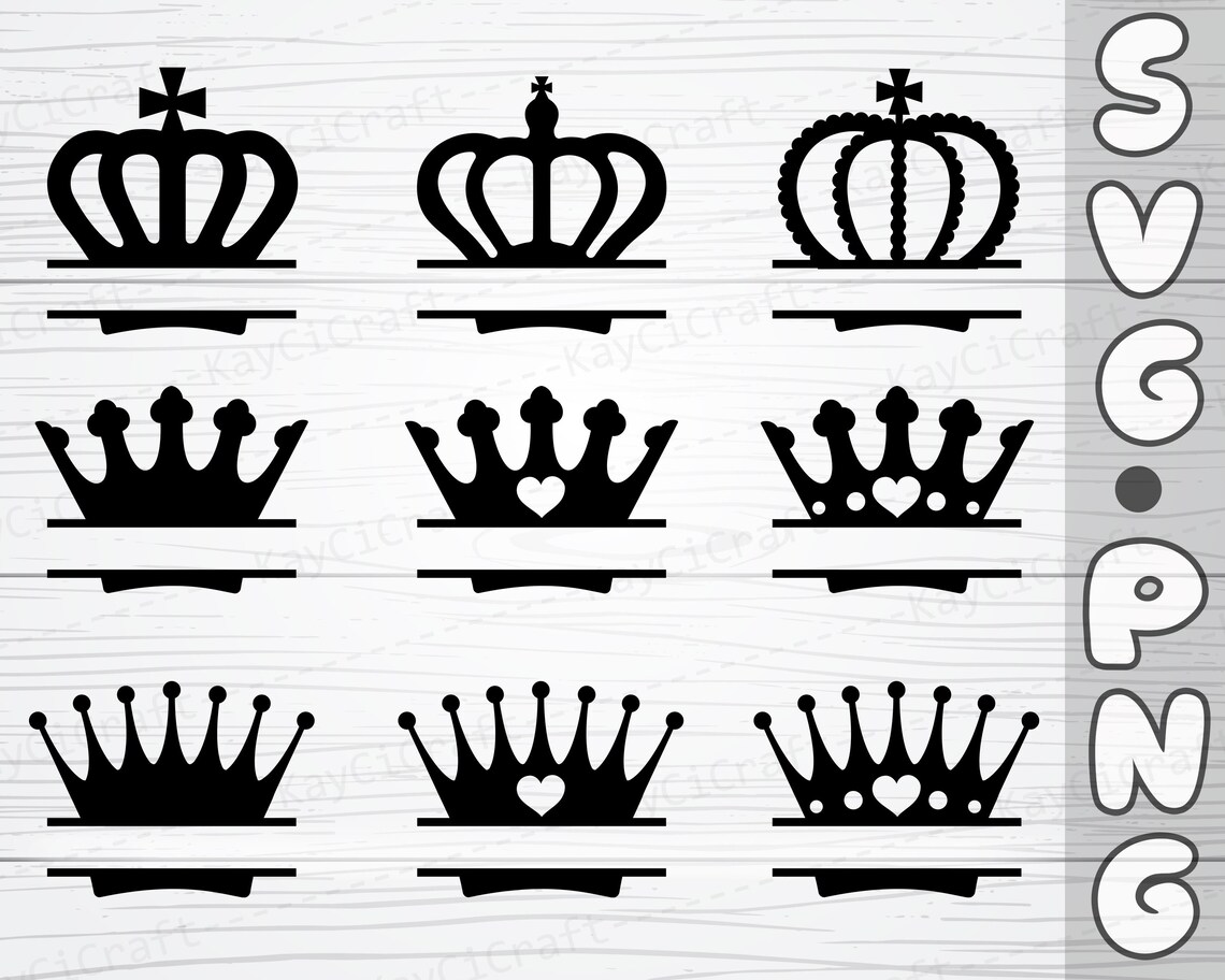 30 Crown Monogram Bundle SVG / Princess Crown Svg / Queen | Etsy