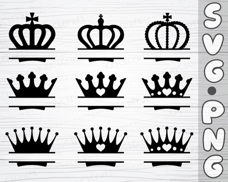 30+ Crown Monogram Bundle SVG / Princess Crown Svg / Queen Crown Svg ...