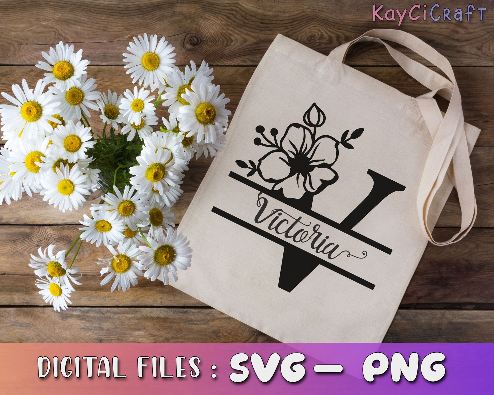 Flower Split Monogram Alphabet SVG Split Monogram Frame | Etsy