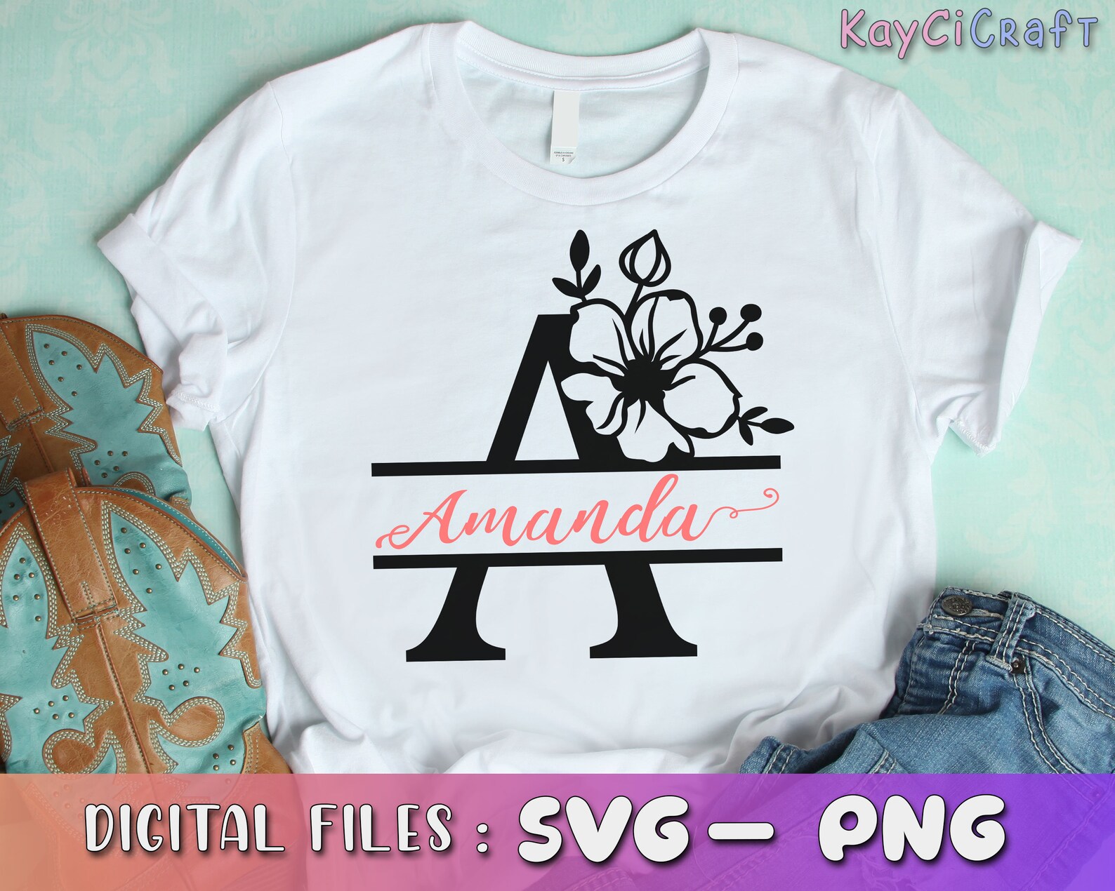 Flower Split Monogram Alphabet SVG | Split Monogram Frame Alphabet ...