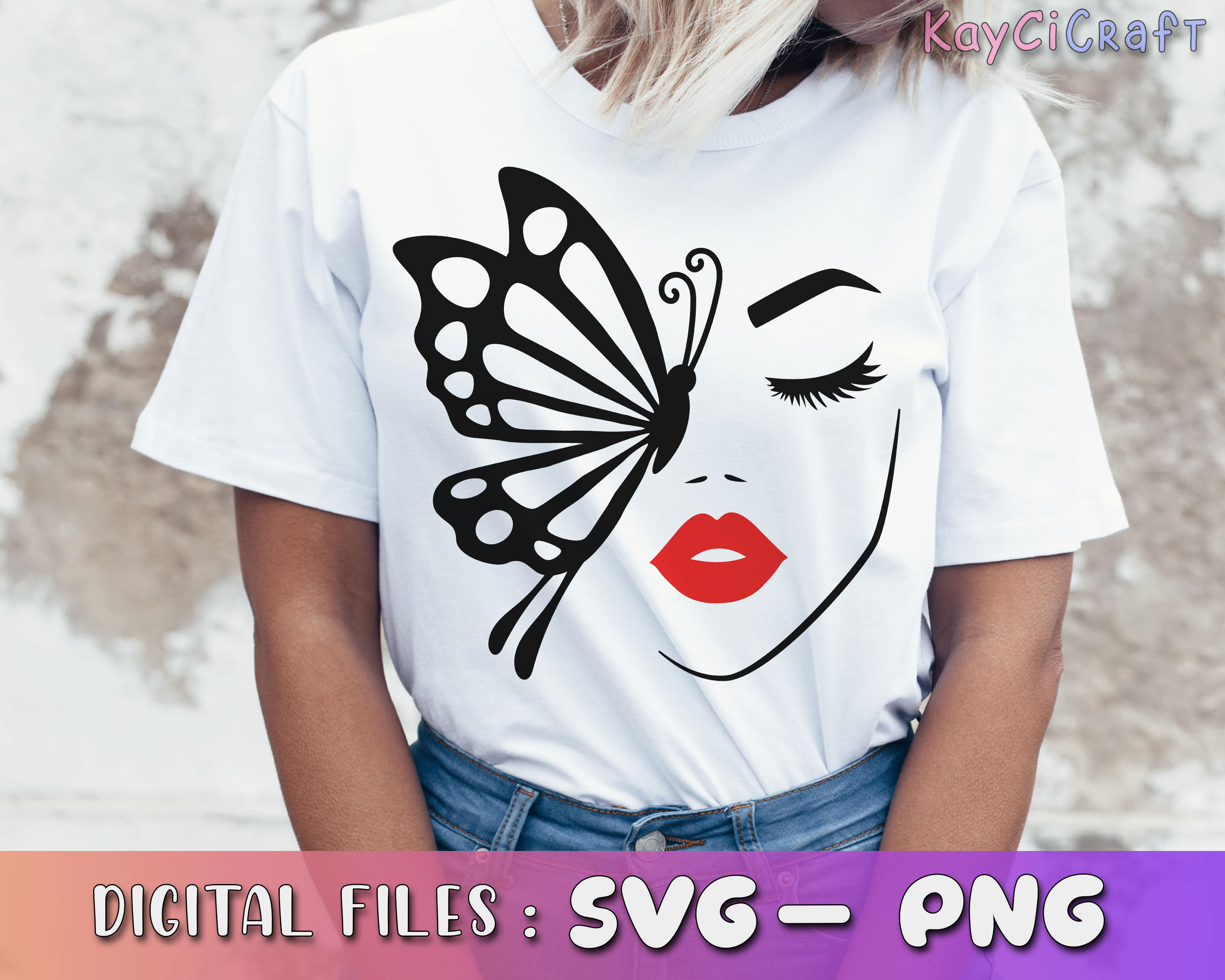 Woman face with Butterfly SVG Woman face Svg Butterfly Svg | Etsy